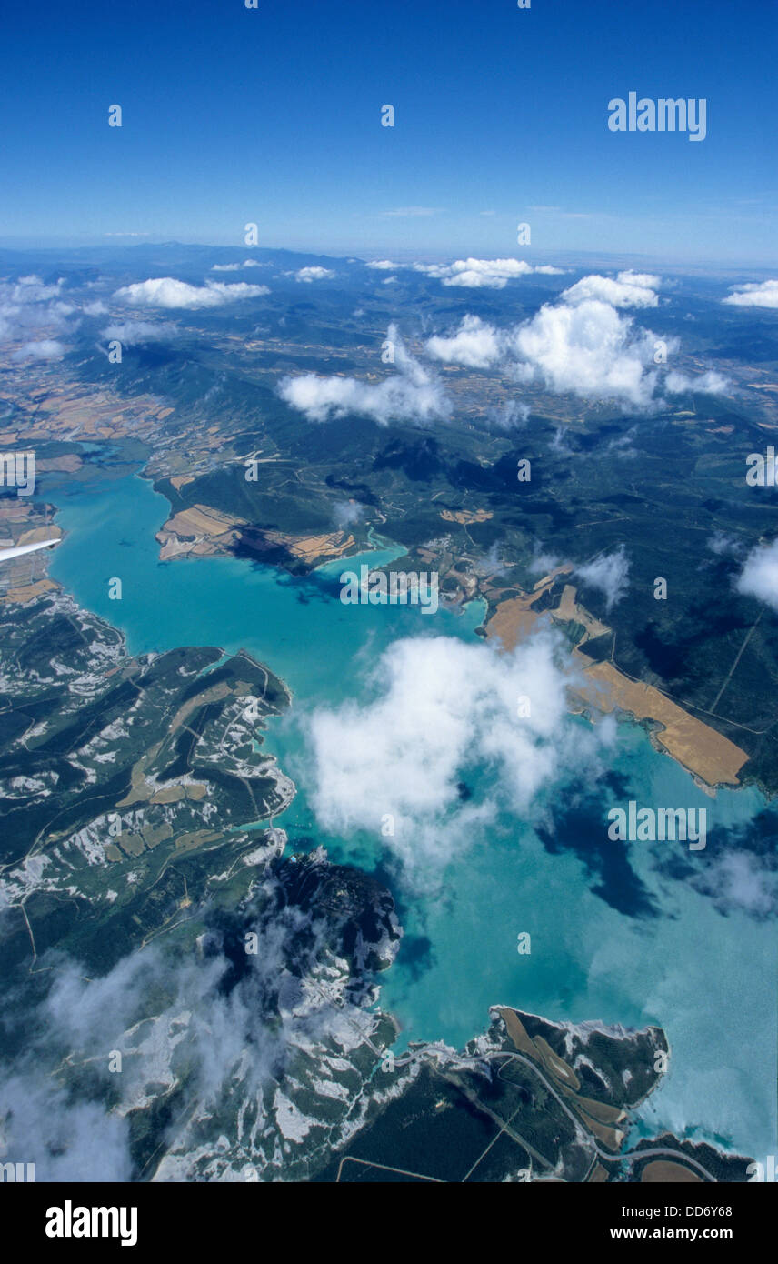 Aerial view of Yesa lake (Embalse de Yesa), Aragon, Spain Stock Photo ...