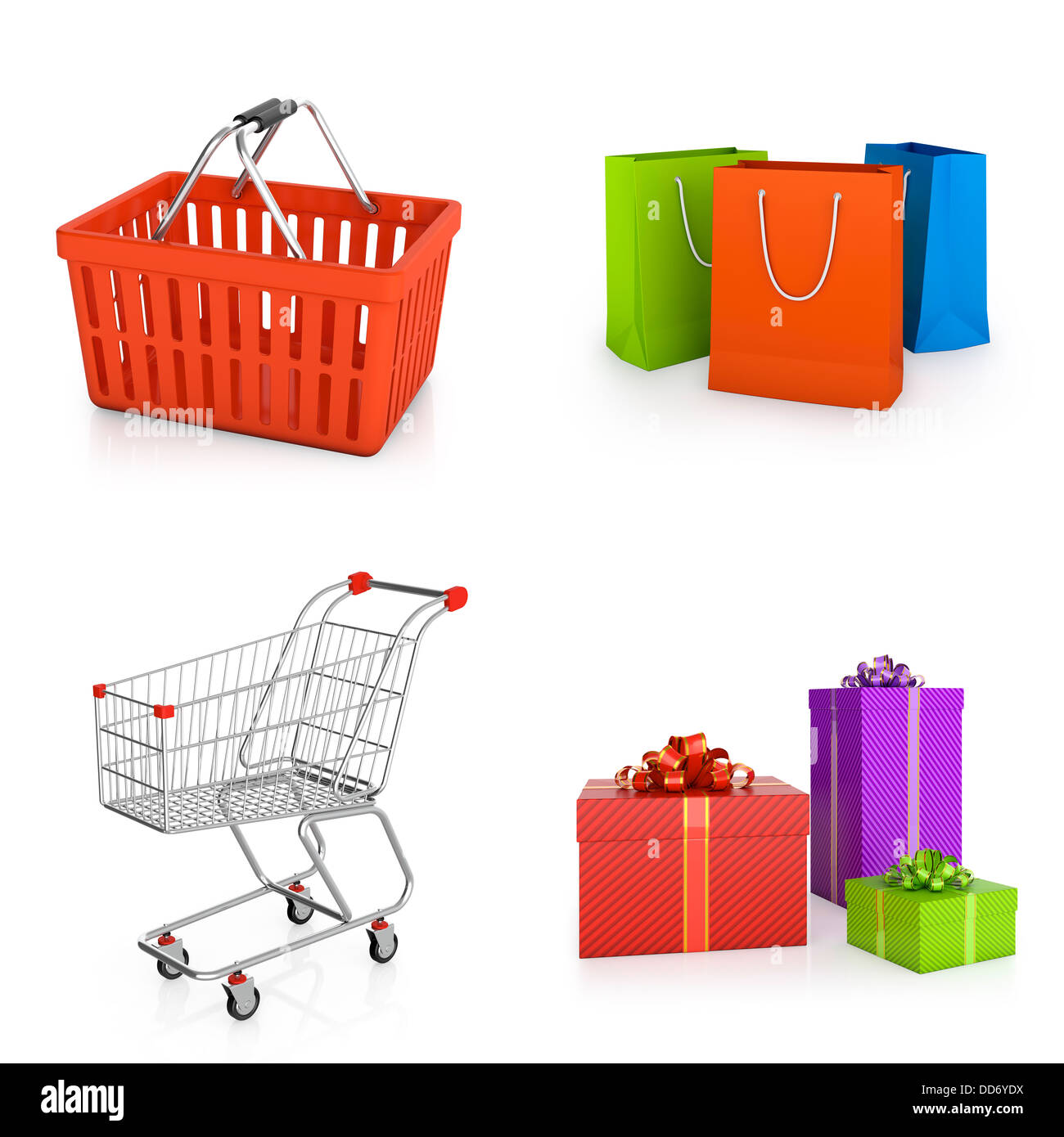 Image set of shopping objects isolated on white background Stock Photo ...
