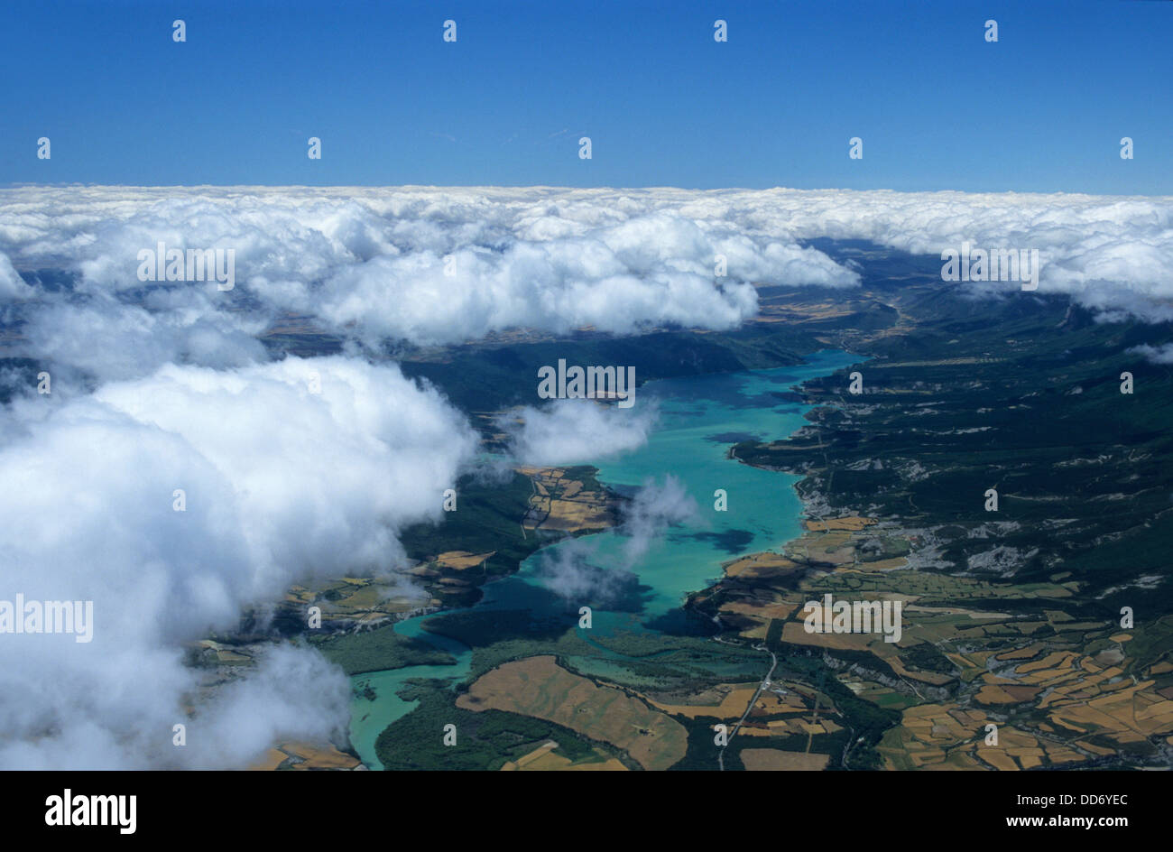 Aerial view of Yesa lake (Embalse de Yesa), Aragon, Spain Stock Photo ...