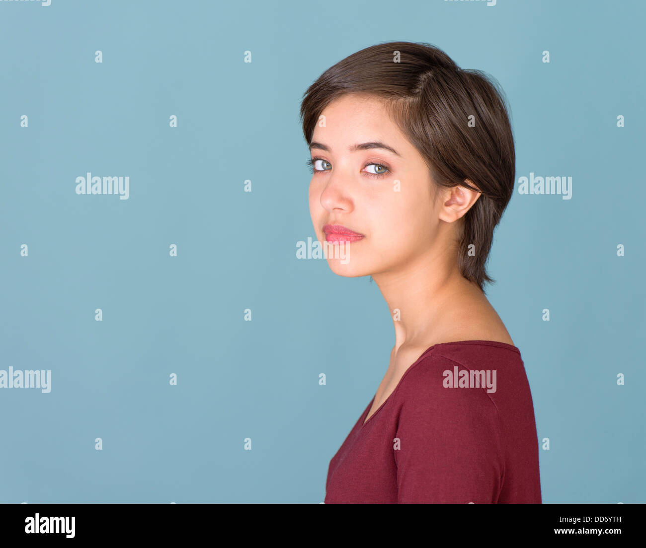 Portrait of pensive young multiracial woman Stock Photo - Alamy