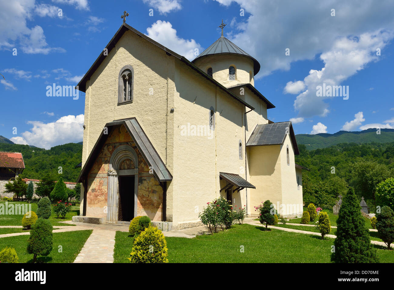 Montenegro, View of orthodox Moraca Monastery Stock Photo - Alamy