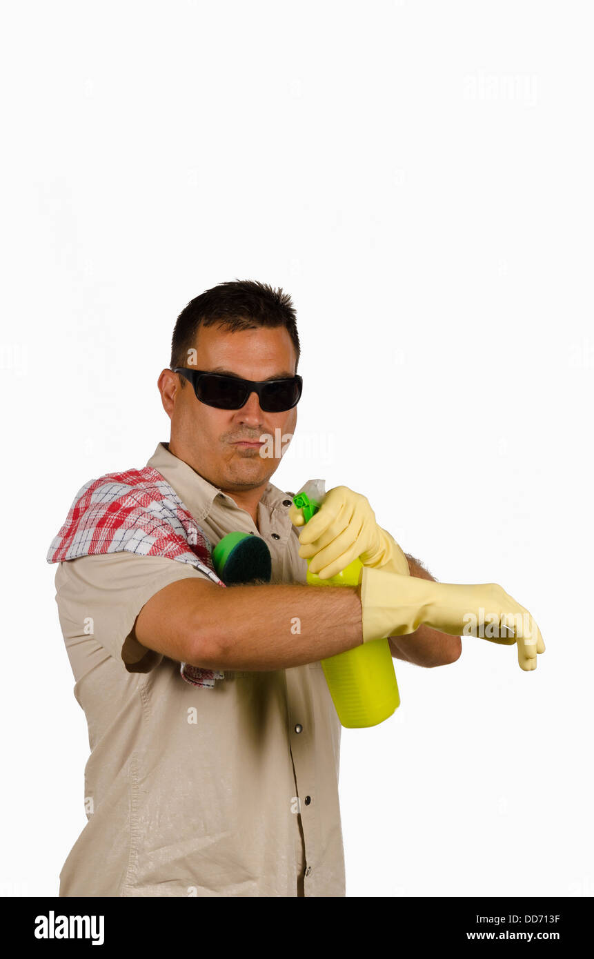 A male cleaning at home Stock Photo - Alamy