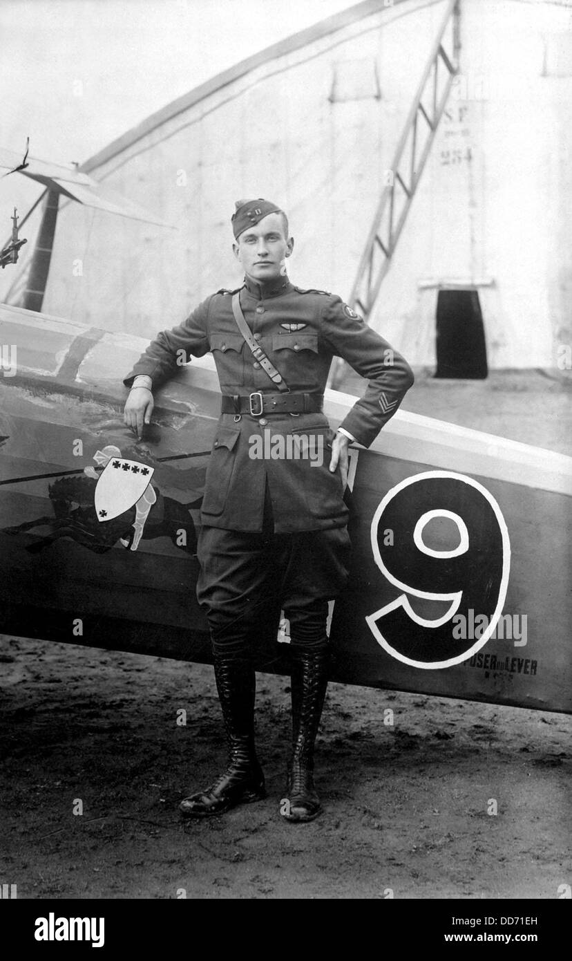 American World War I pilot of the 91st Aero Squadron, France. Feb. 1919 ...