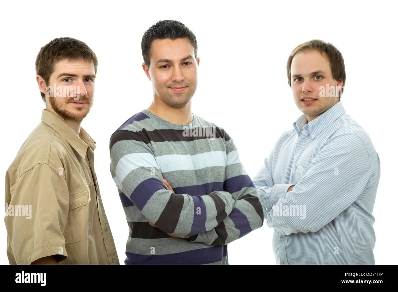 three casual men isolated on white background Stock Photo - Alamy
