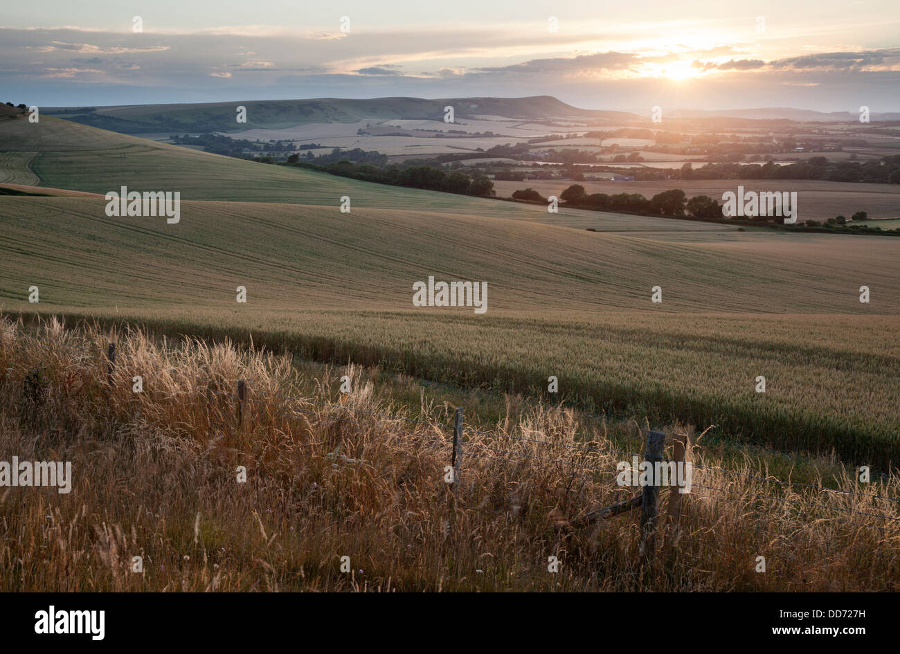 The view from Windover Hill in the South Downs National Park across the ...