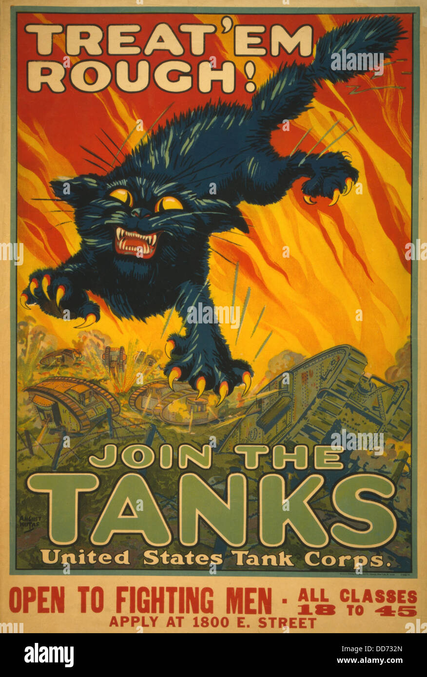 World War 1. Recruiting poster for the United States Tank Corps. Poster ...