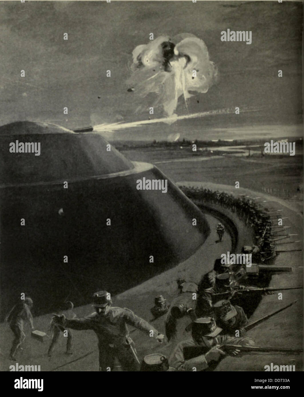 World War 1. Belgium solders defend the steel capped forts of Liege ...