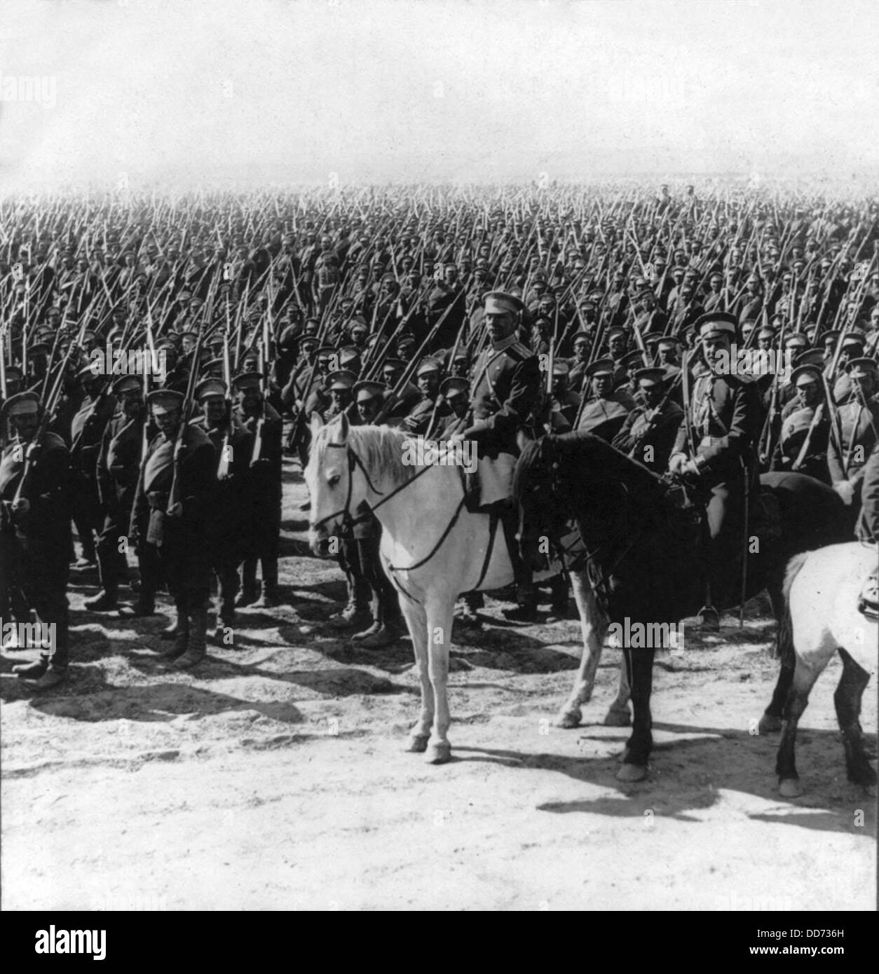 World War 1. Russian Troops on review in 1917. Russia's army was the ...