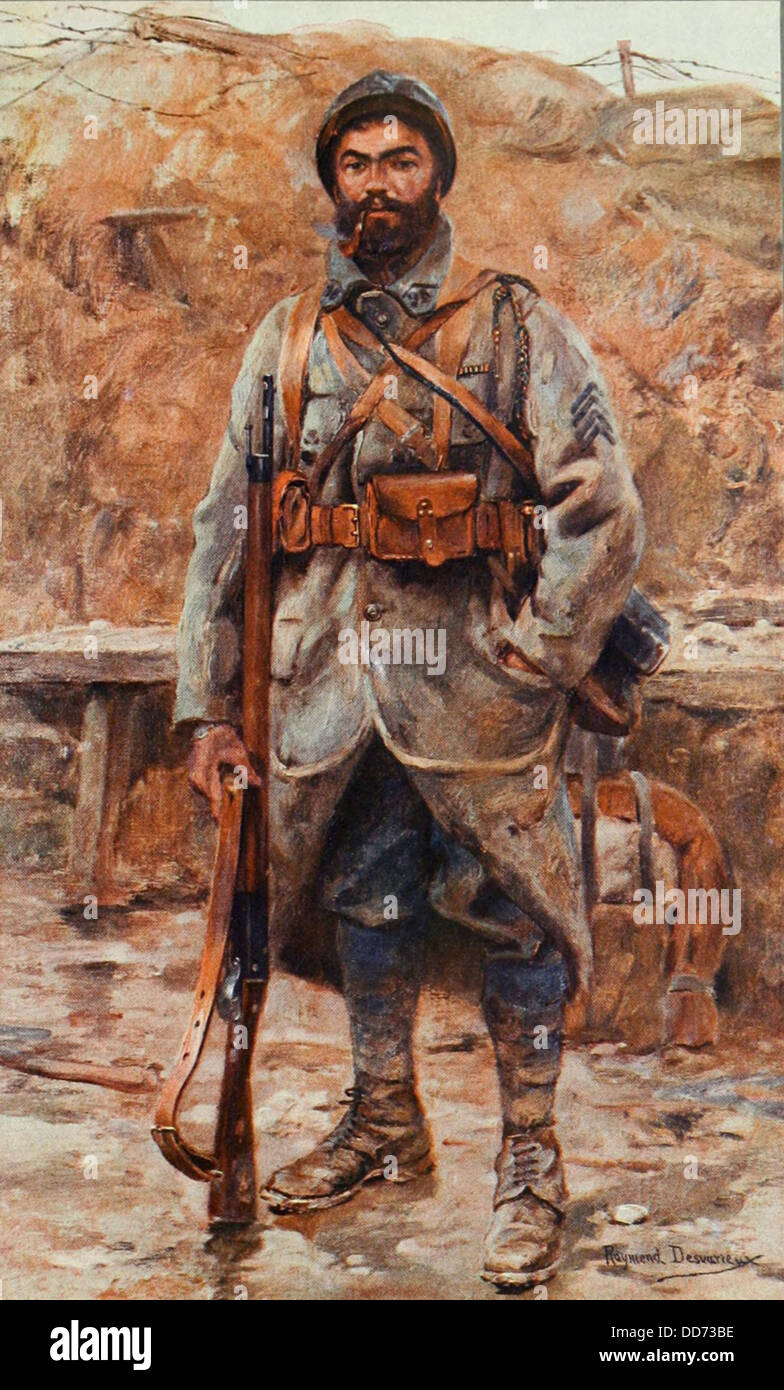 'Le Poilu,' World War 1 painting by Raymiend Desvarieux. 1915-18. Le ...