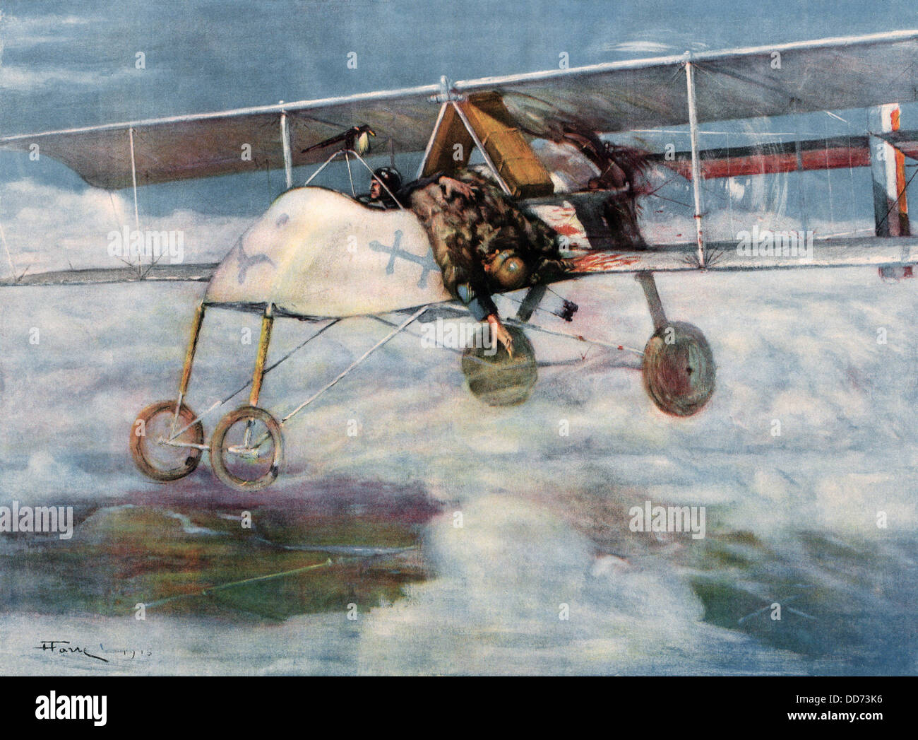 French Sgt. Niox pilots to a safe landing while holding his dead ...