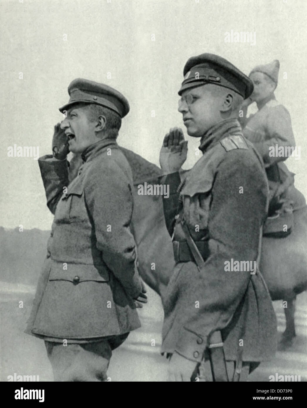 Alexander Kerensky speaking to Russian soldiers at the front. 1917. As ...