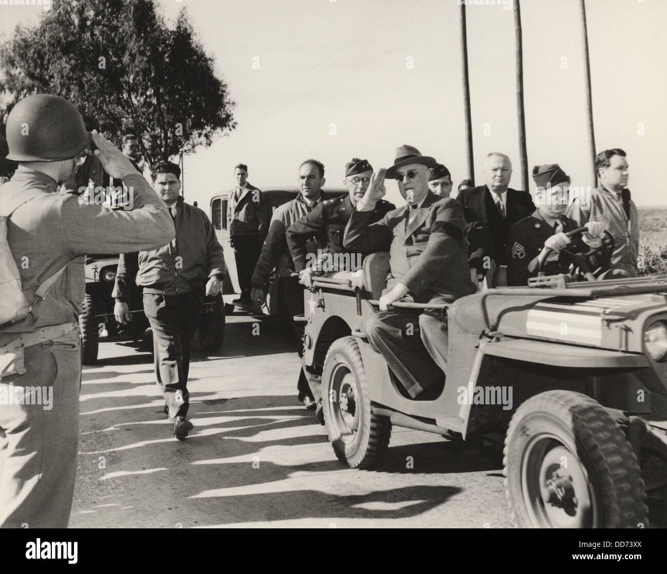 Franklin Roosevelt reviewing troops at Rabat, Morocco. Jan. 21, 1943 ...