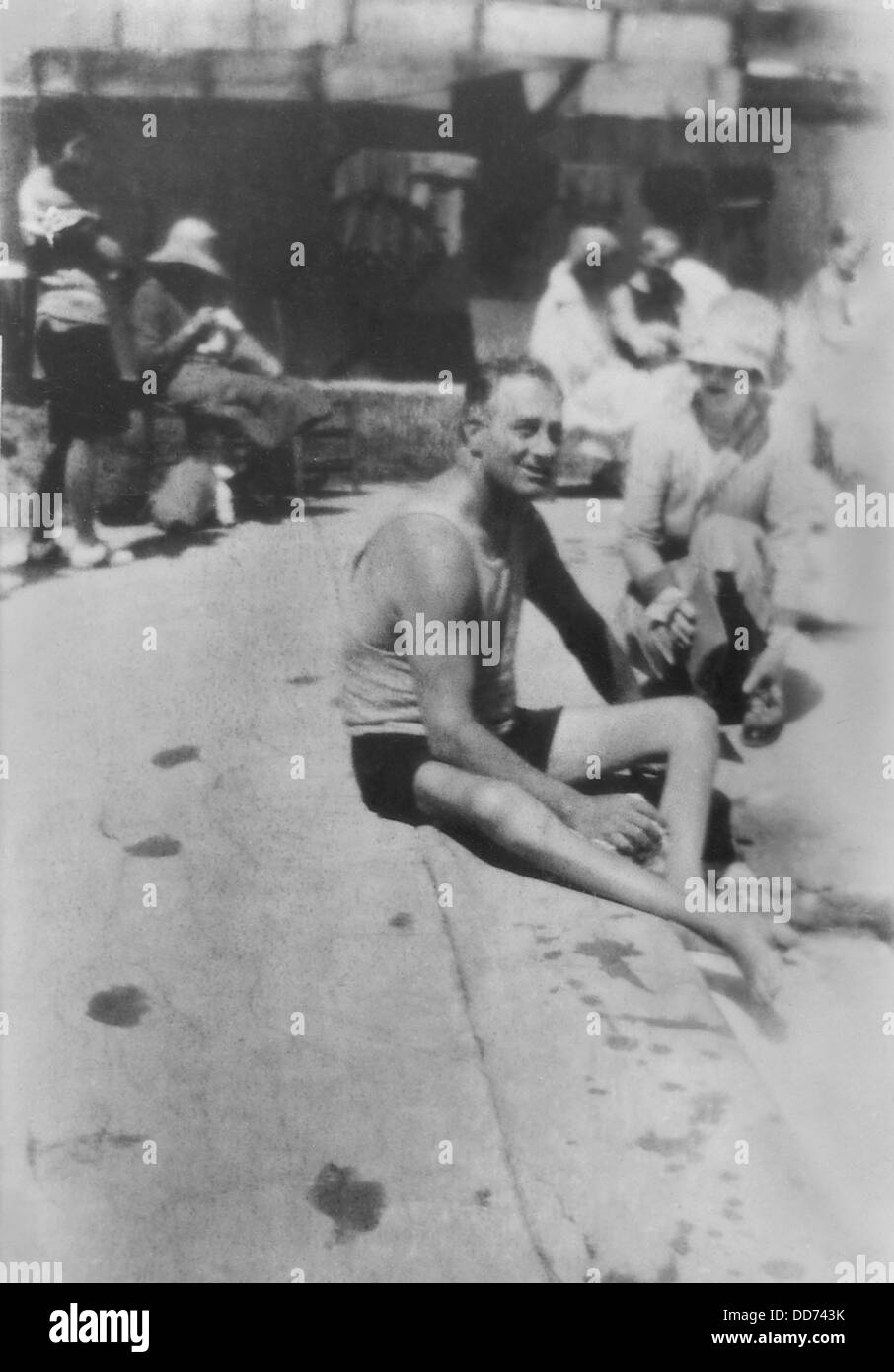 Franklin Roosevelt sitting beside Warm Springs swimming pool. 1923 ...