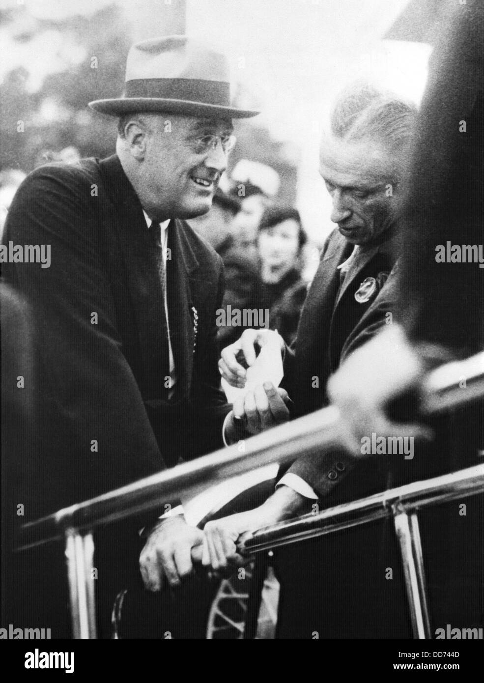 Franklin Roosevelt supporting himself on ramp handles. Warms Springs ...