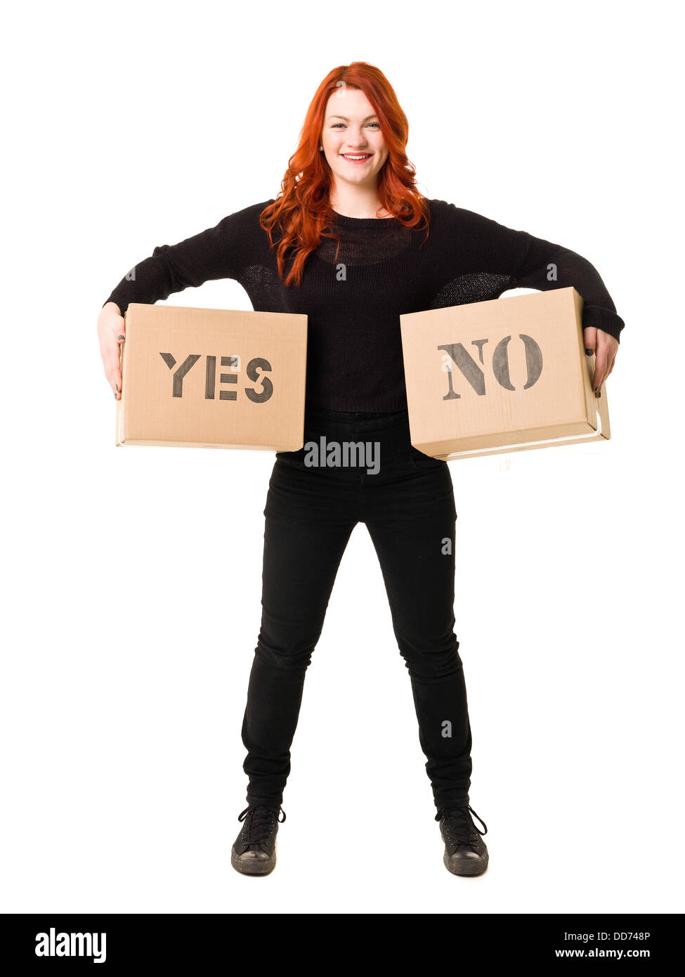 Two option woman Stock Photo - Alamy