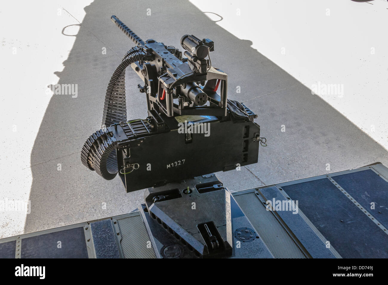 Germany, Laupheim, M3M heavy machine gun on ramp of German Air Force ...