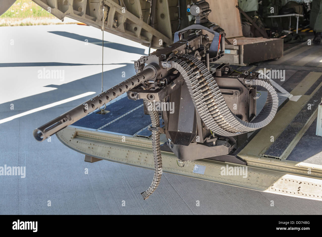 Germany, Laupheim, M3M heavy machine gun on ramp of German Air Force ...
