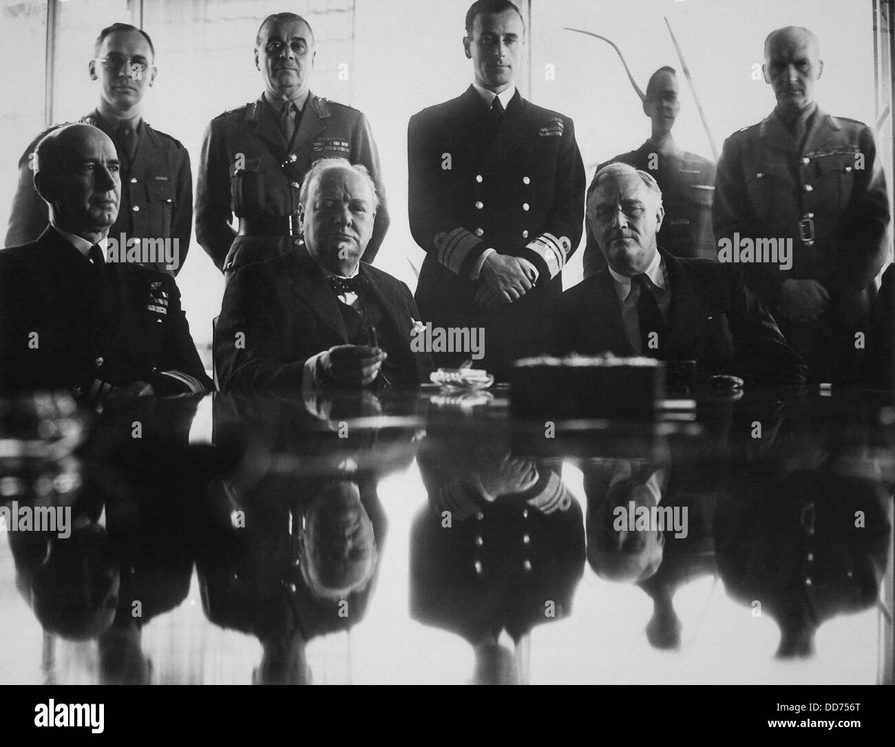 WW2 Allies at the Casablanca Conference. Jan. 14-24, 1943. Seated, L-R ...