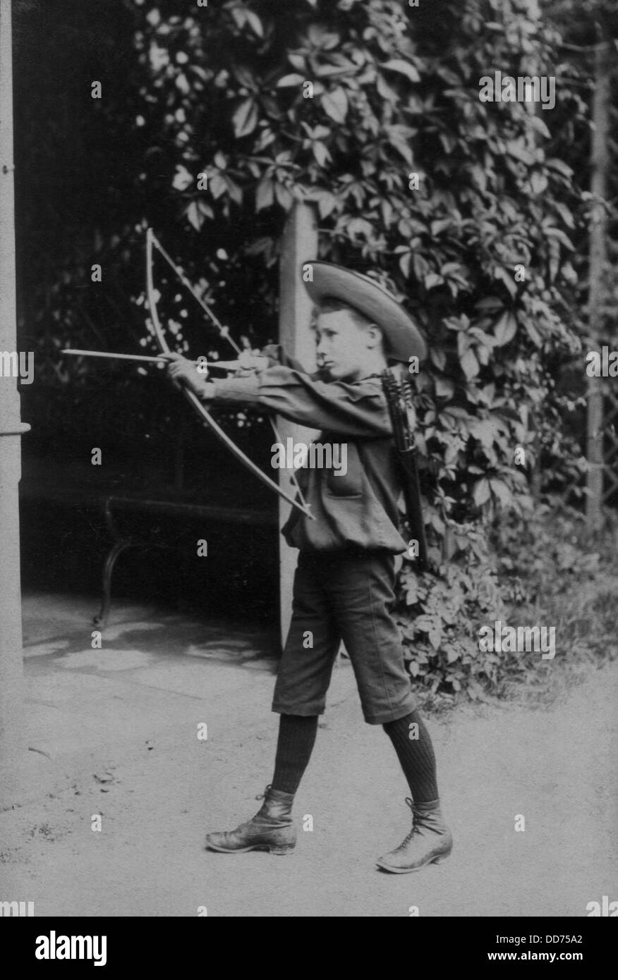 Franklin D. Roosevelt at age 10 with a bow and arrow in Karlsruhe ...