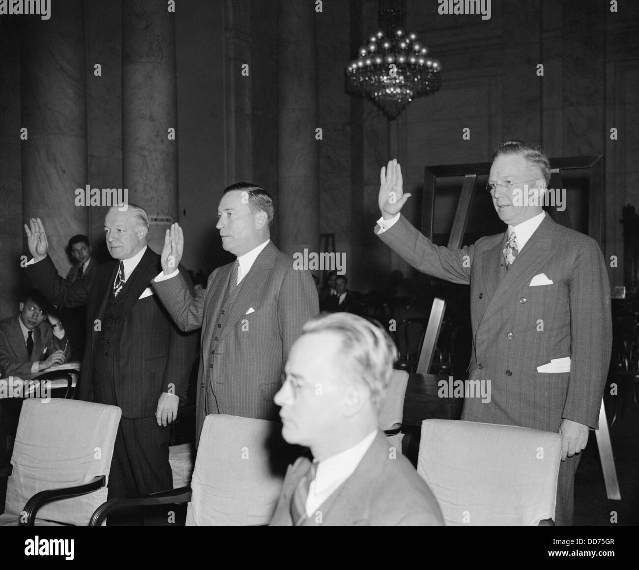 Steel executives sworn in before Monopoly Committee, Nov. 6, 1939. L-R ...