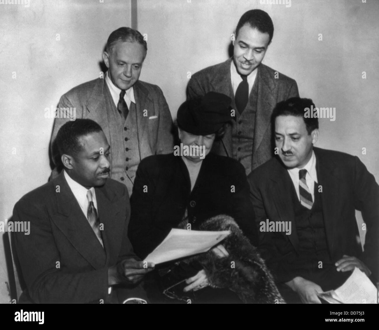 Eleanor Roosevelt with African American leaders in 1947. L-R: Dr. James ...