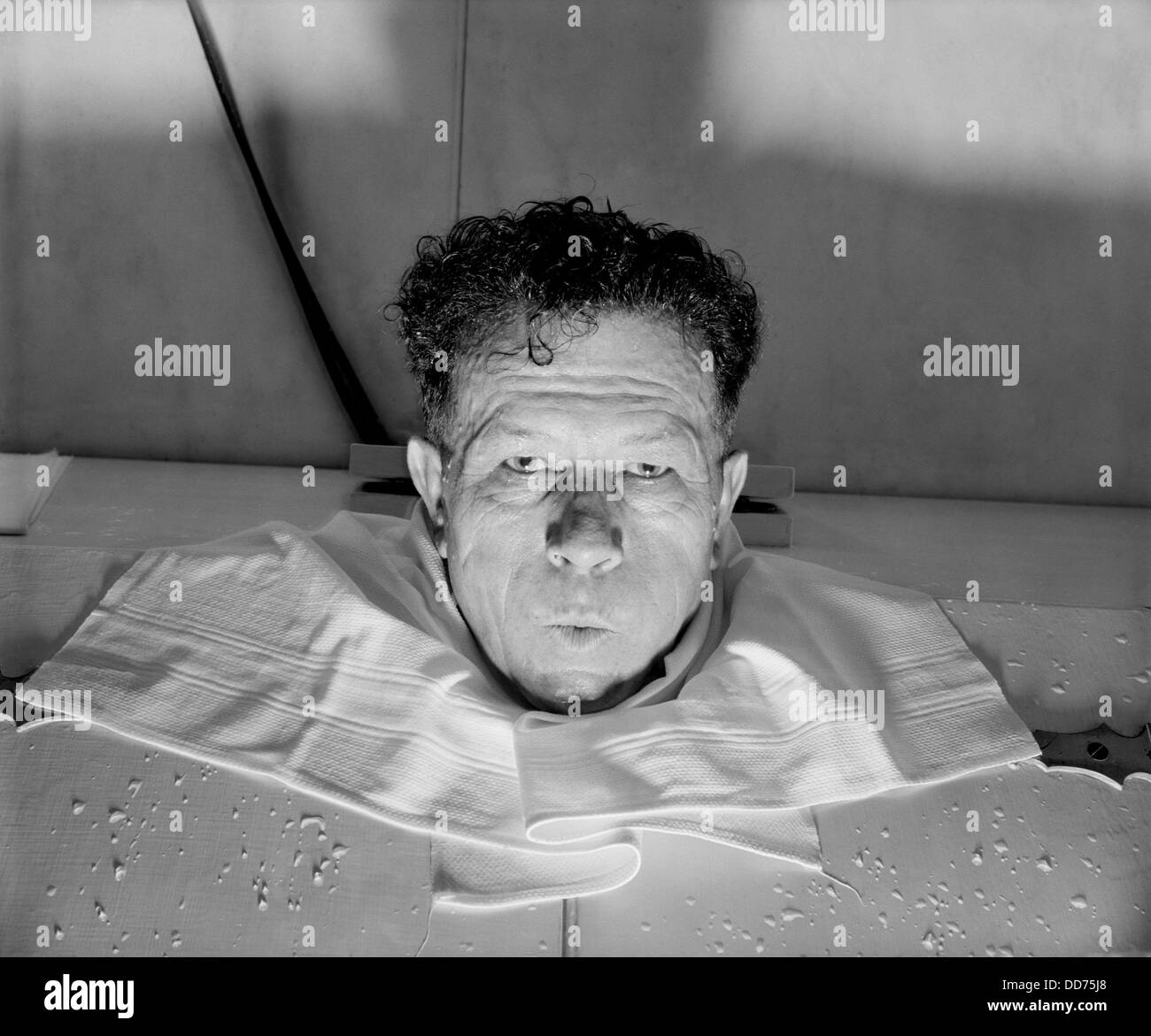 Senator Allen Ellender of Louisiana in a steam bath. Mar. 17, 1939. He ...