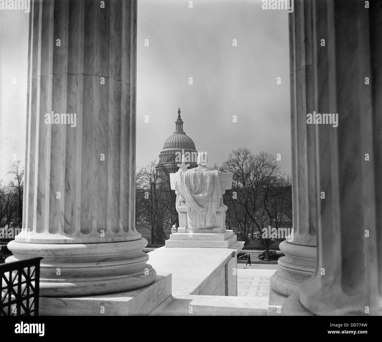 View of the U.S. Capitol from the portico of the new Supreme Court ...