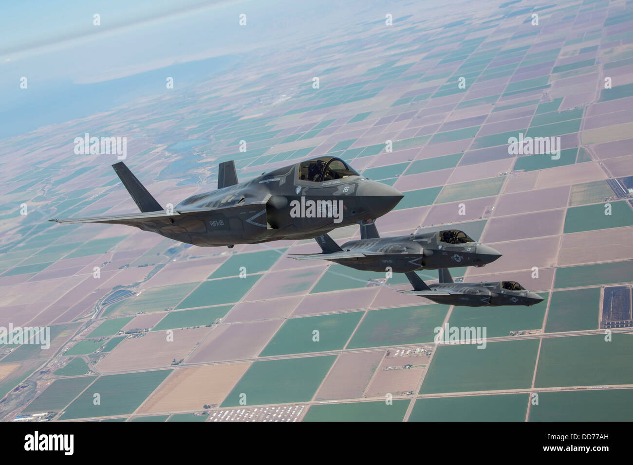 Three US Marine Corps F-35B Lightning II Joint Strike Fighter aircraft ...