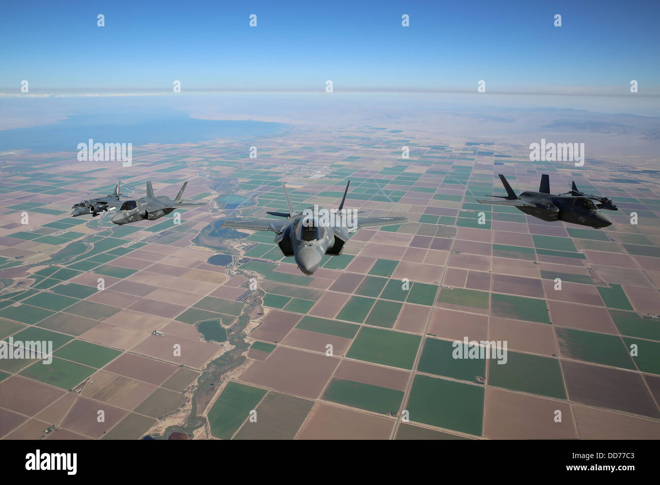 Three US Marine Corps F-35B Lightning II Joint Strike Fighter aircraft ...