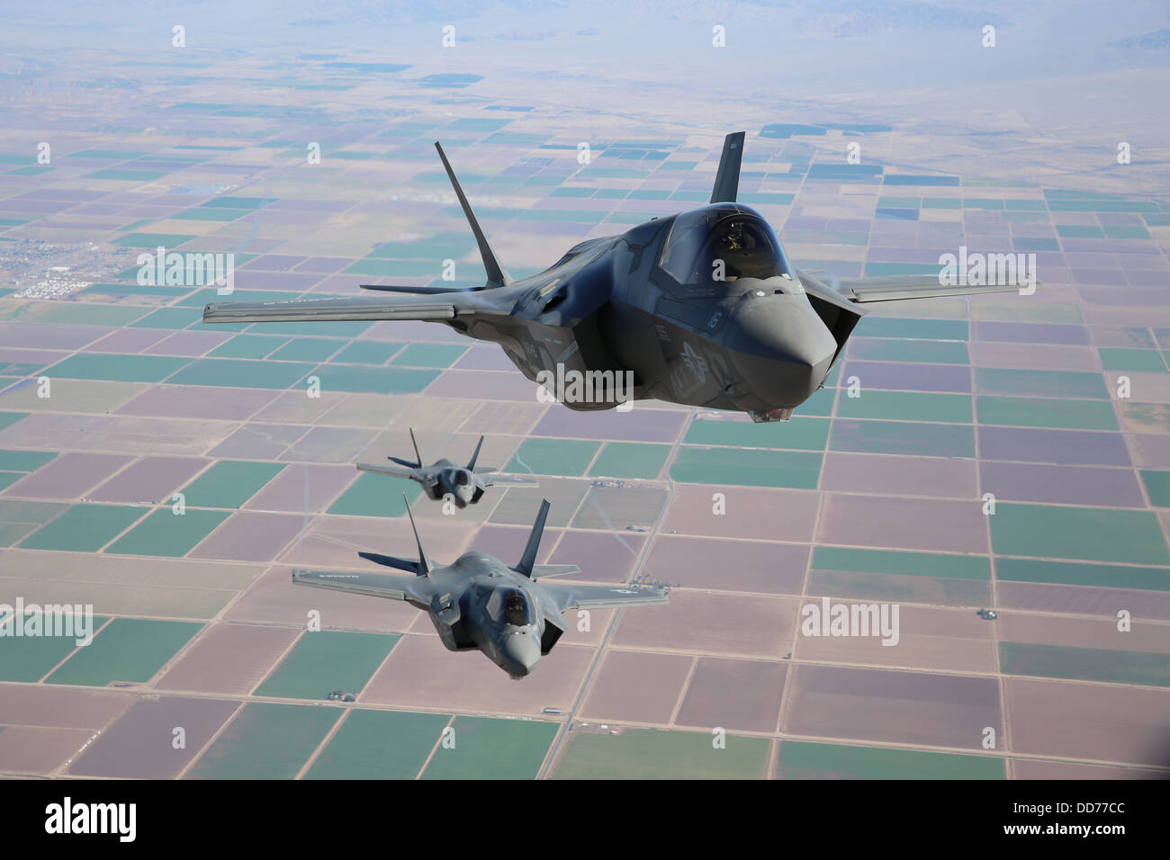 Three US Marine Corps F-35B Lightning II Joint Strike Fighter aircraft ...
