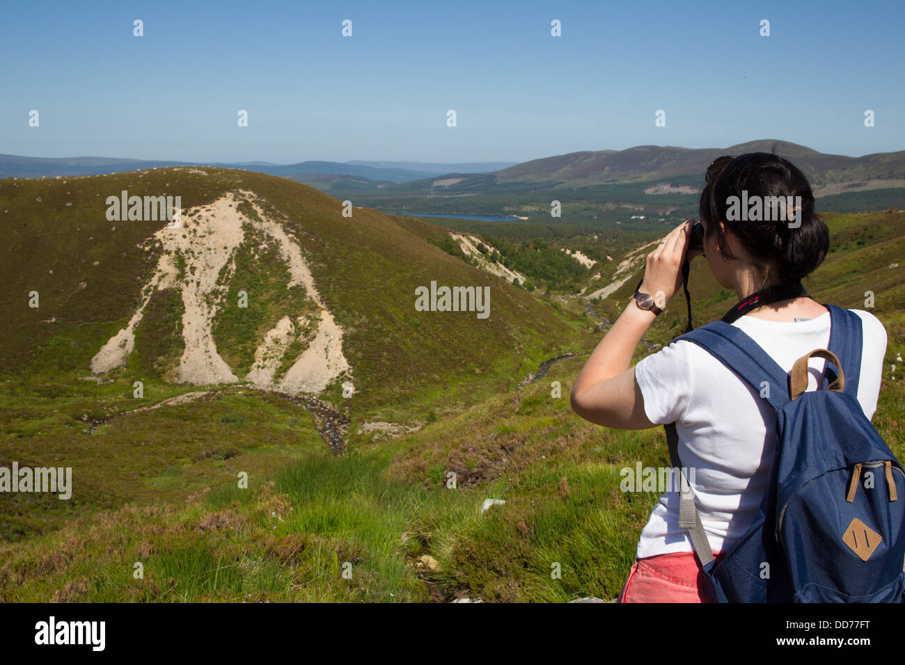 Woman birdwatching with binoculars Stock Photo - Alamy