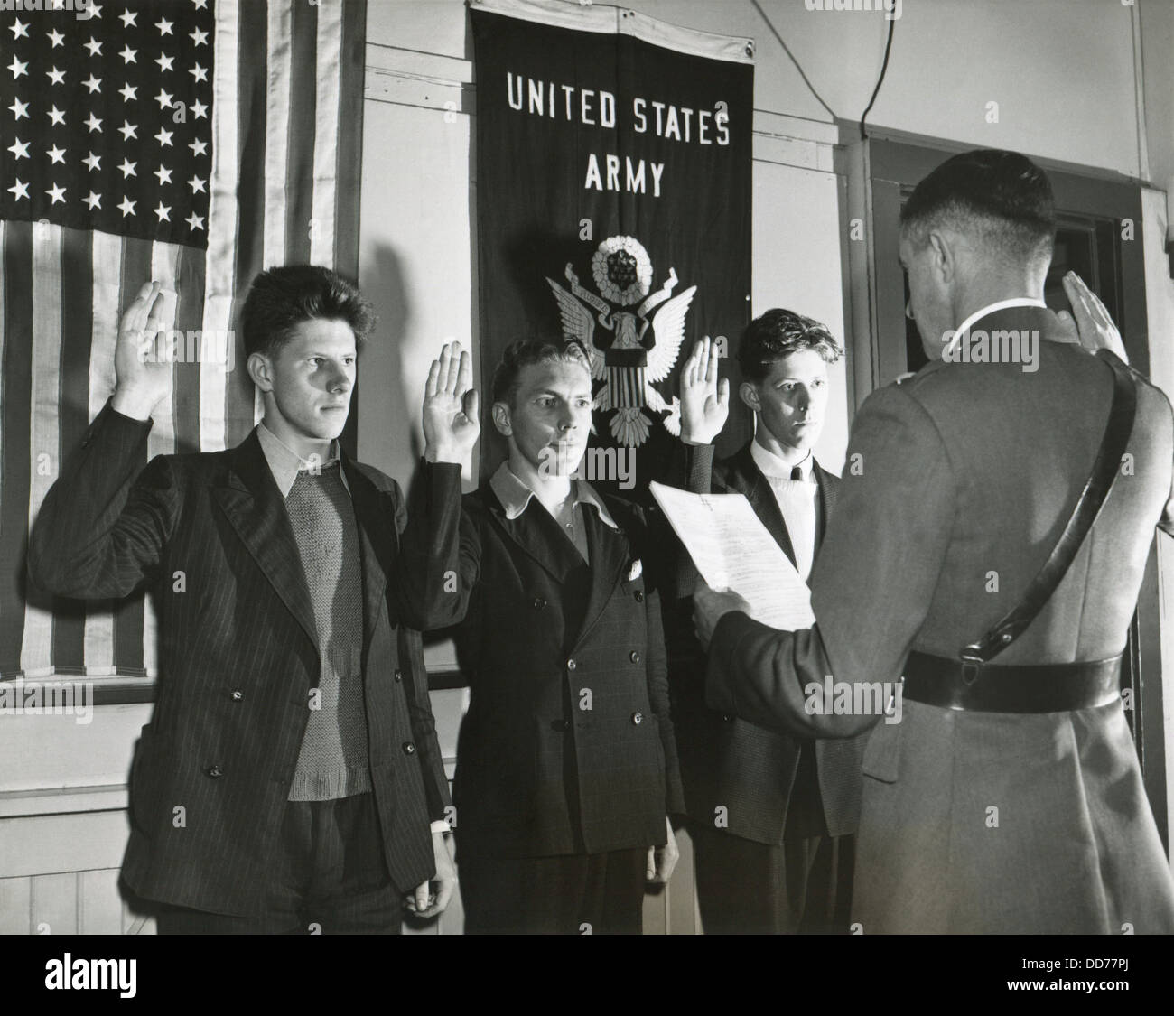 New recruits to the U.S. Army taking their service oath. In part, they ...