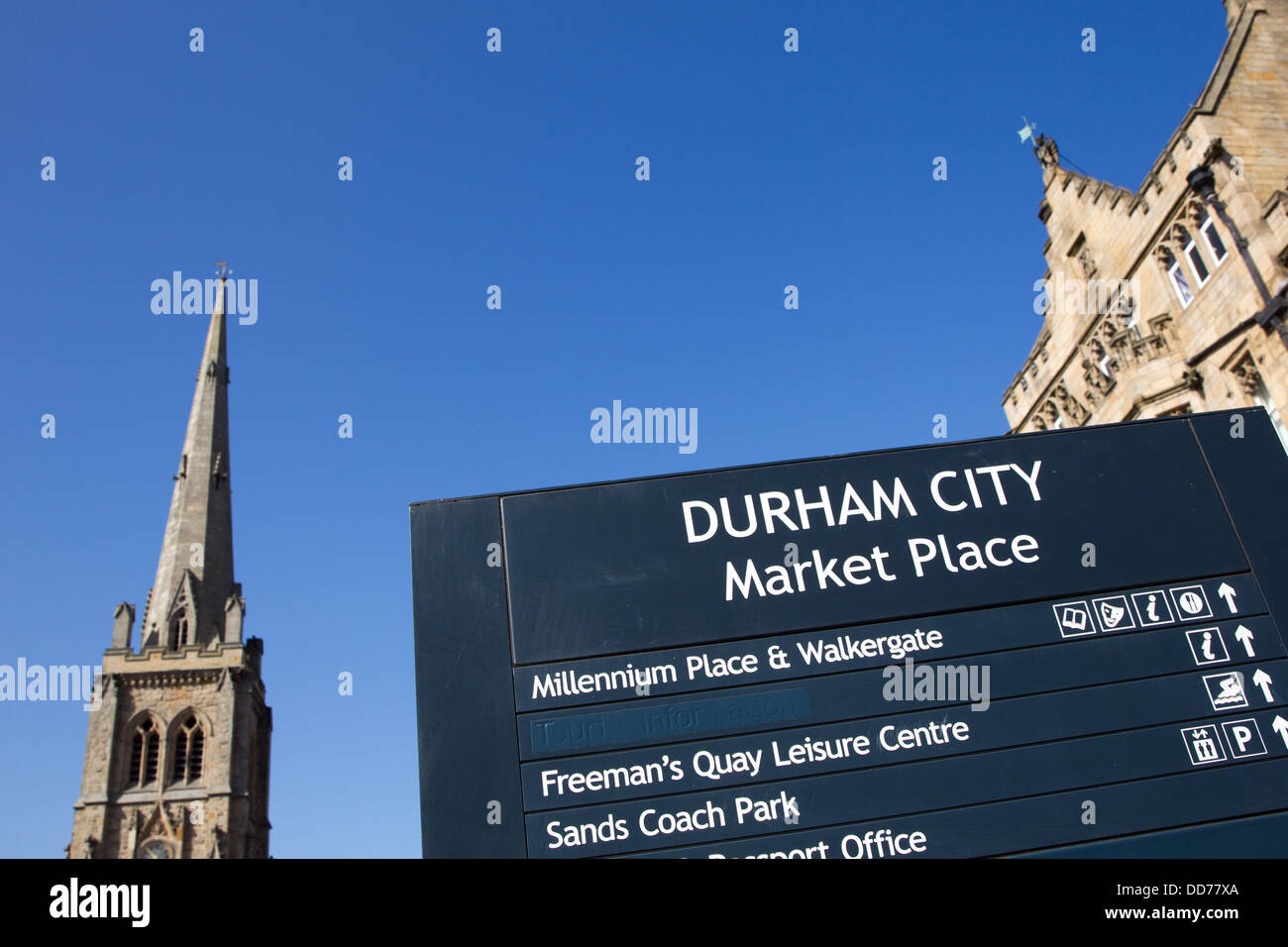 Durham City Centre Market Place Sign Stock Photo - Alamy