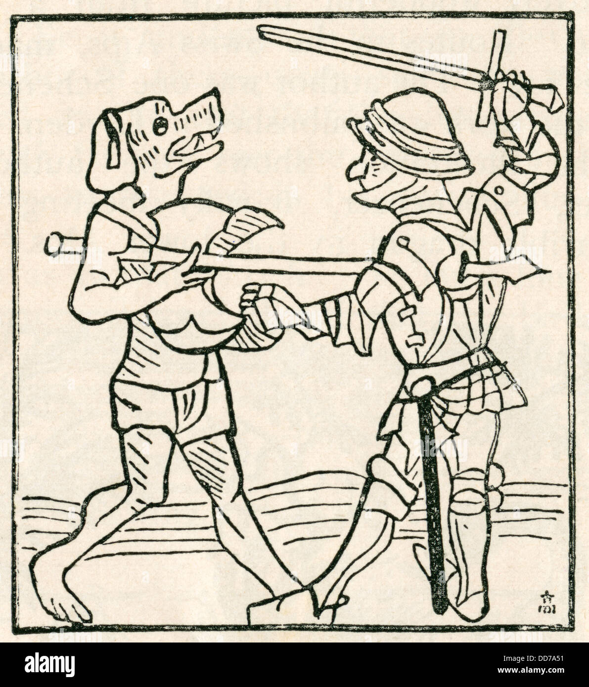 A dog headed man, Cynocephali, conquers a Macedonian warrior Stock ...