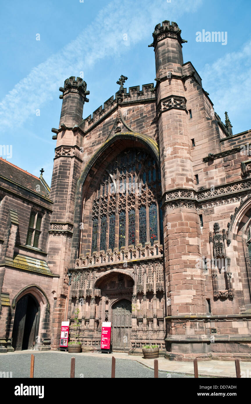 Chester Cathedral, The west front with recessed Perpendicular window ...
