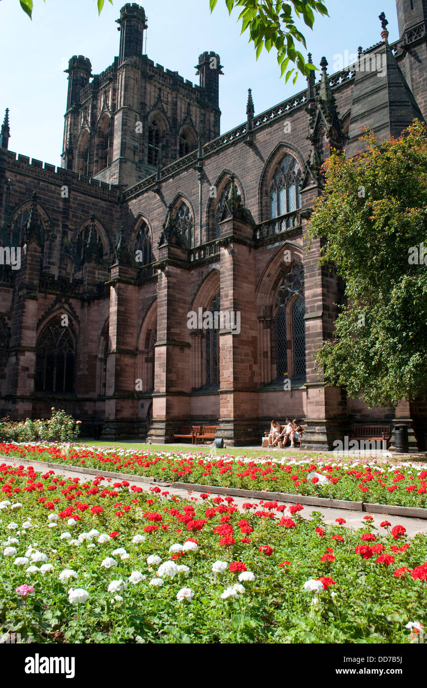 Chester Cathedral with The Cheshire Regiment Memorial Garden, Chester ...