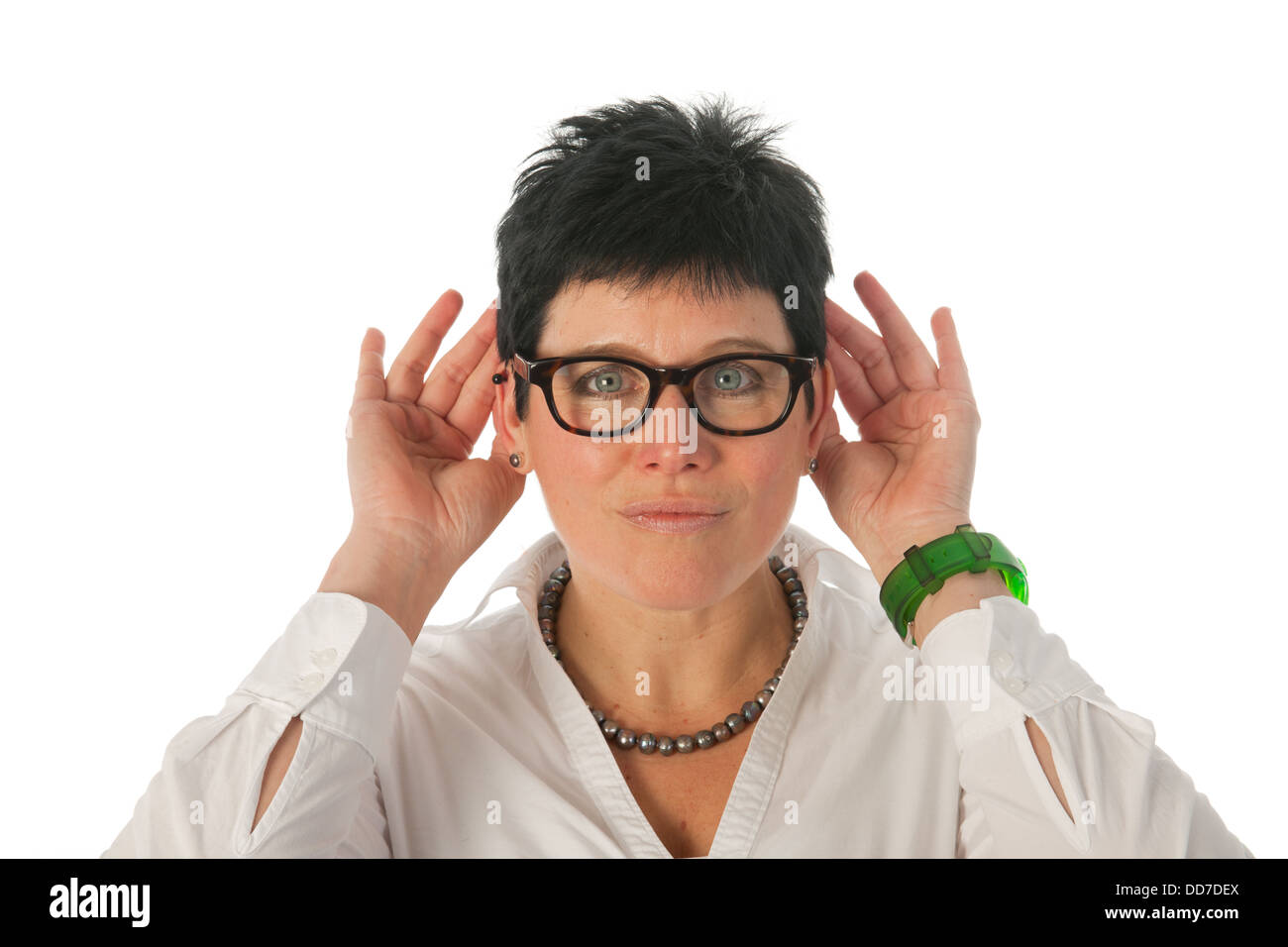 Woman is earless Stock Photo - Alamy