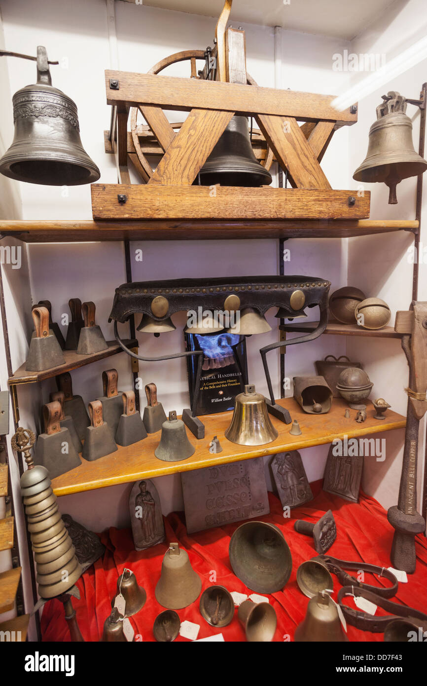 England, London, Whitechapel, Whitechapel Bell Foundry, Display Cabinet ...