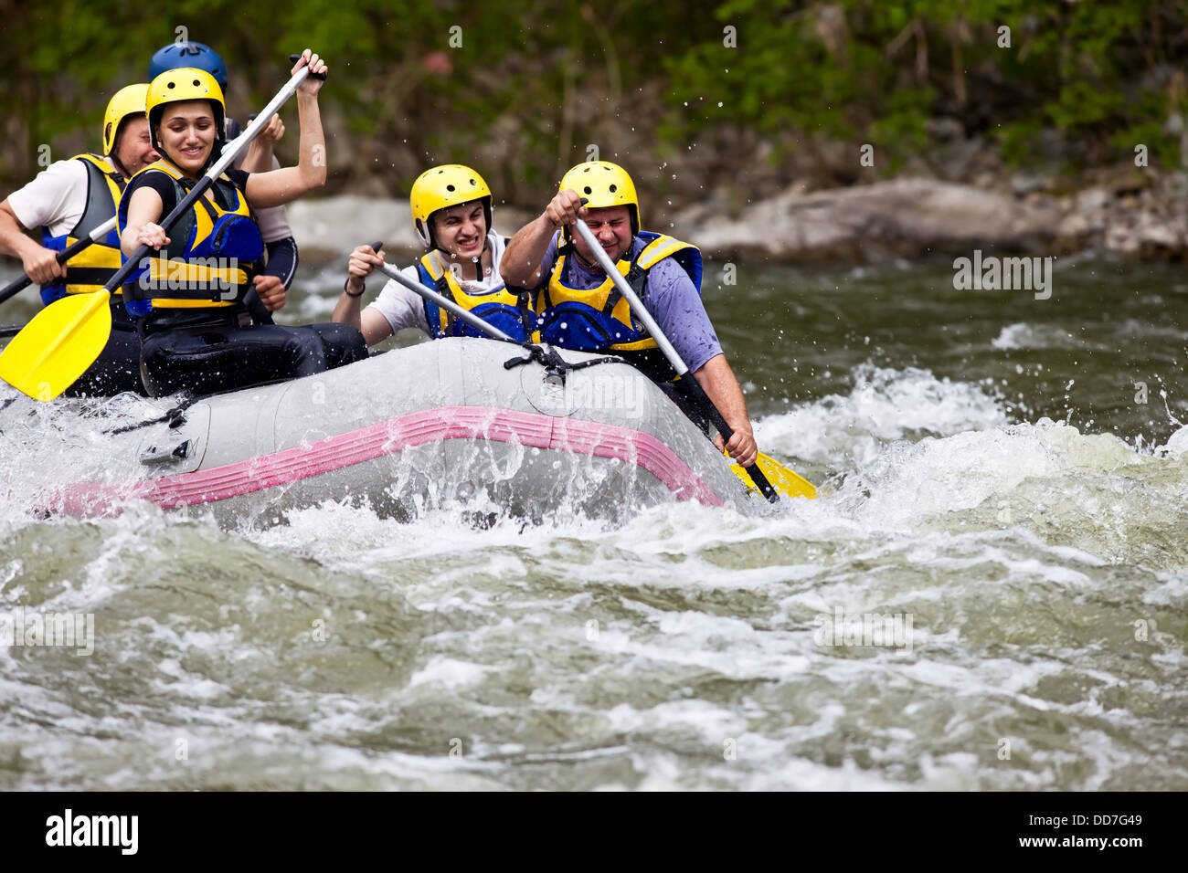People whitewater rafting Stock Photo - Alamy