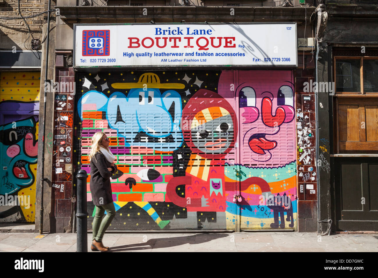 England, London, Shoreditch, Brick Lane, Wall Mural Stock Photo - Alamy