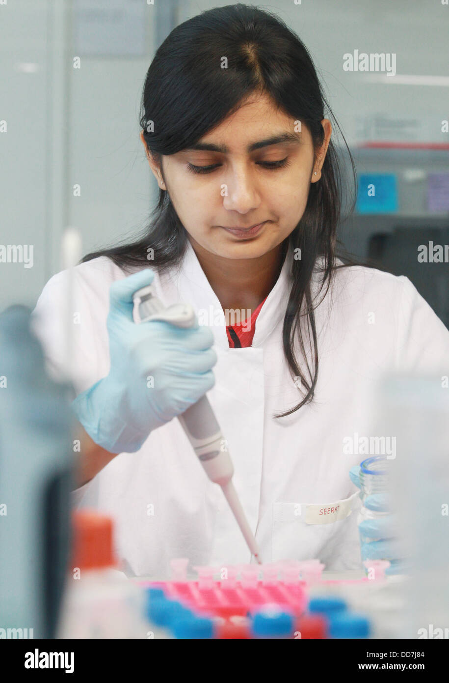 Jena, Germany. 28th Aug, 2013. Doctoral student Seerat Bajwa from ...