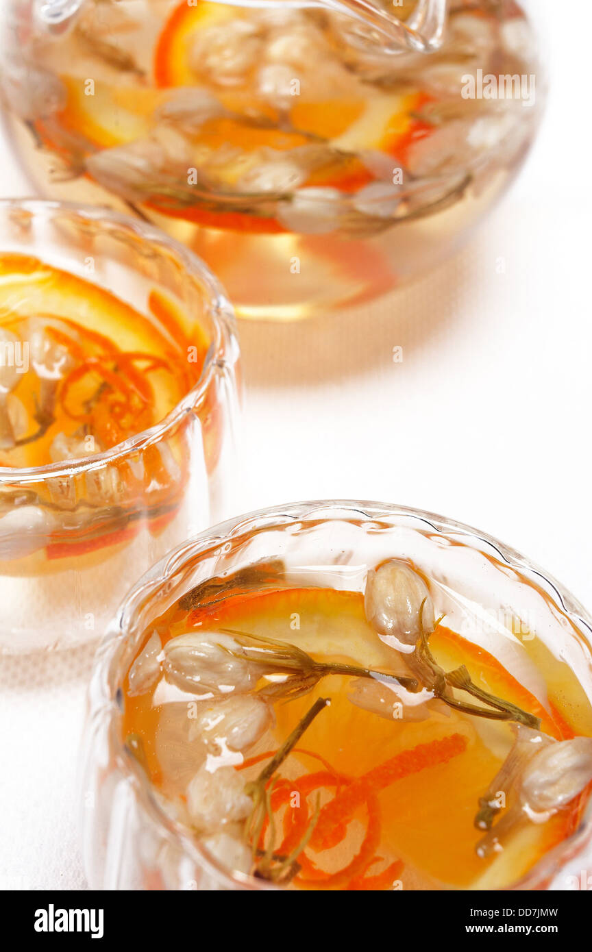 floral tea set over white Stock Photo - Alamy