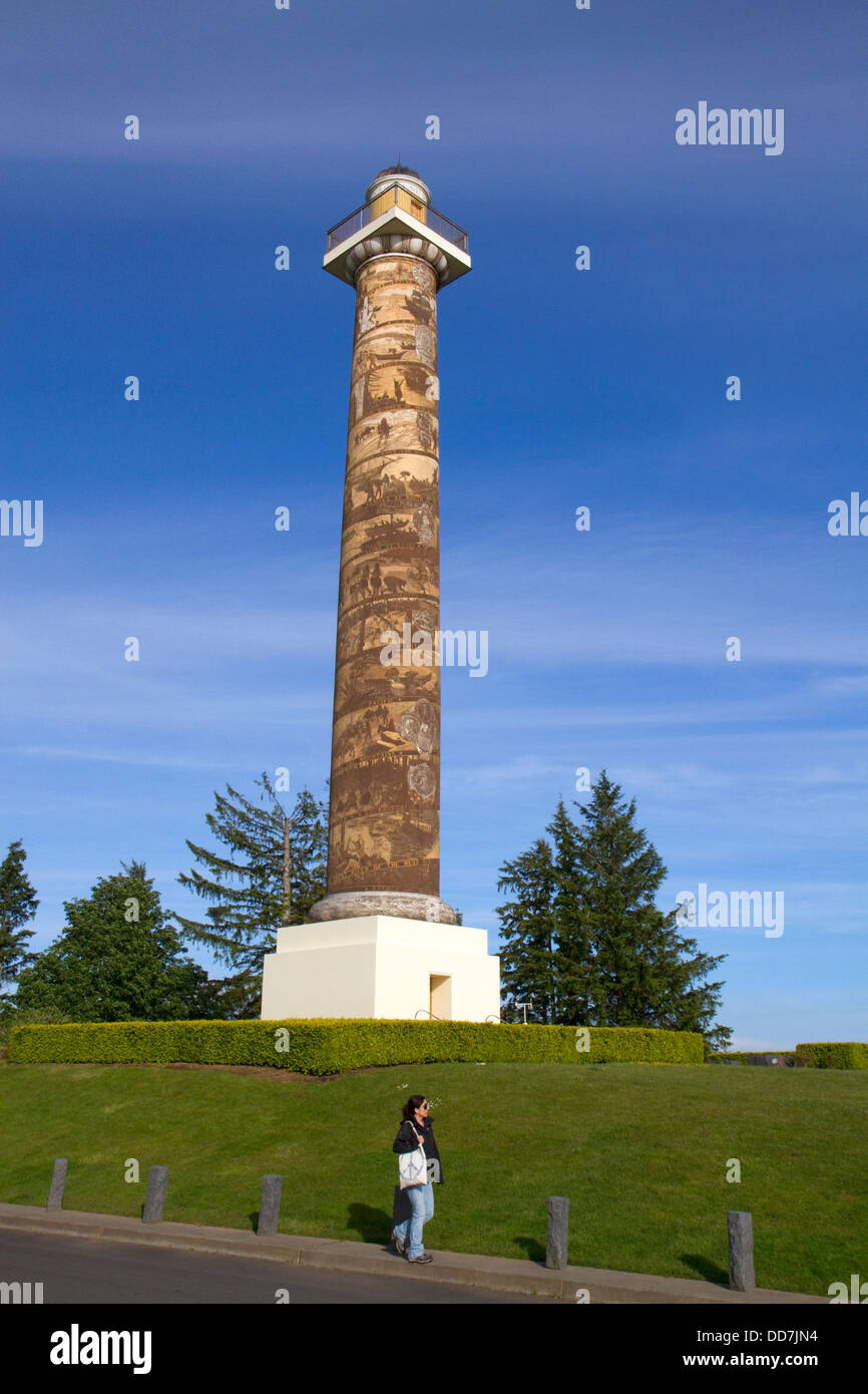 The Astoria Column is a tower overlooking the Columbia River on Coxcomb ...
