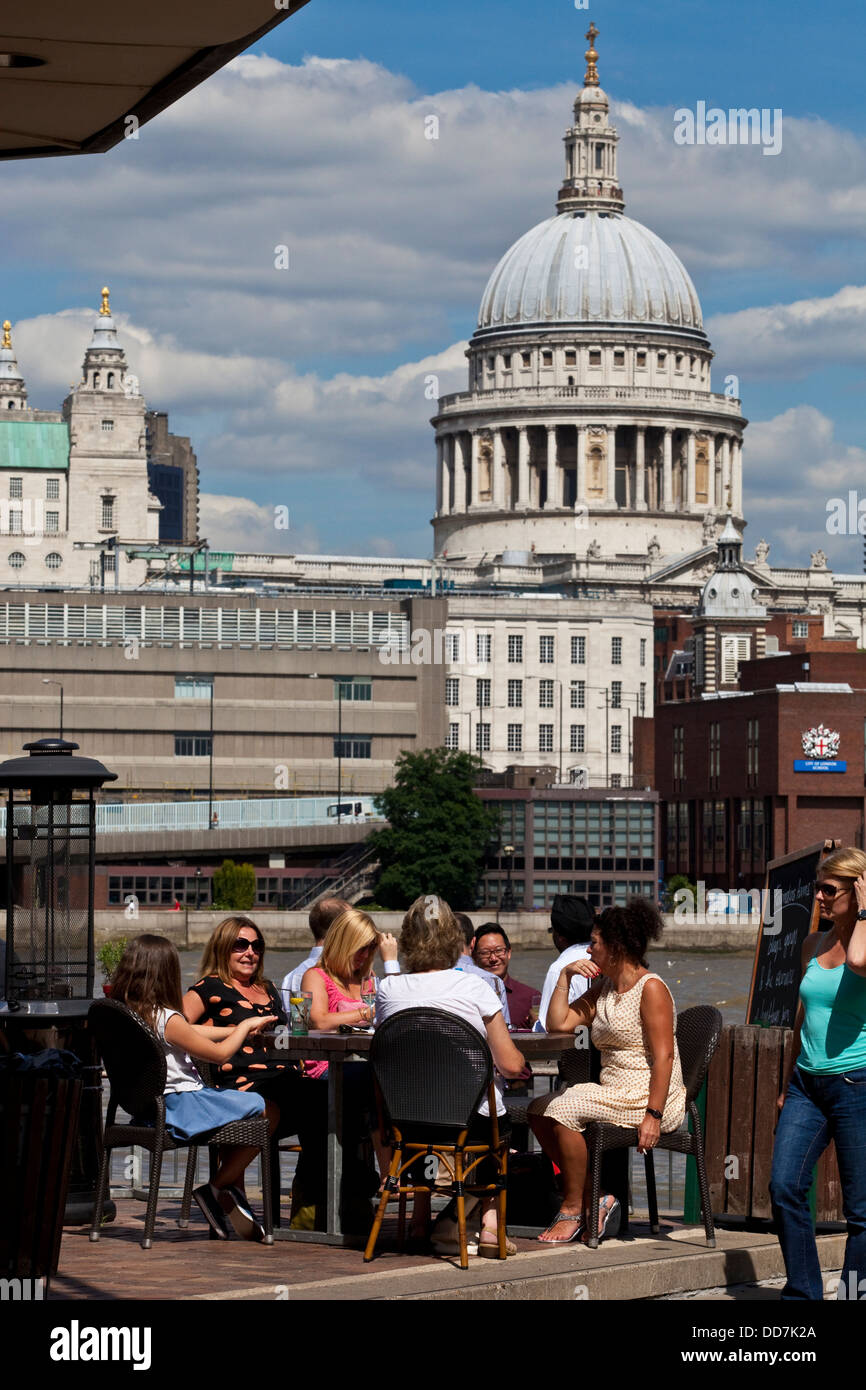Riverside Pub and St Paul's Cathedral, London, England Stock Photo - Alamy