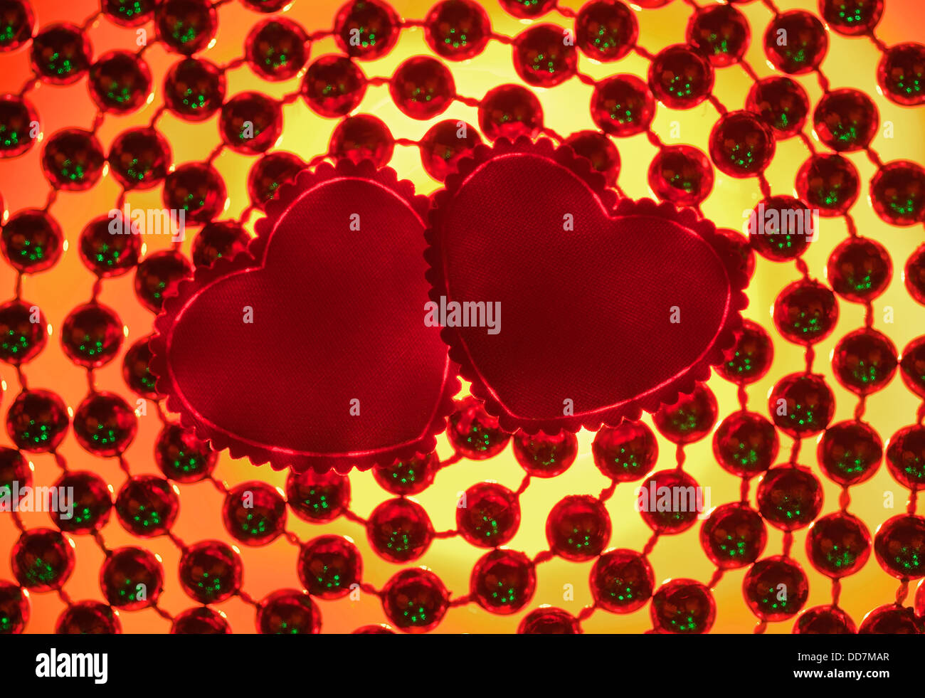 Two Silk red hearts Stock Photo - Alamy