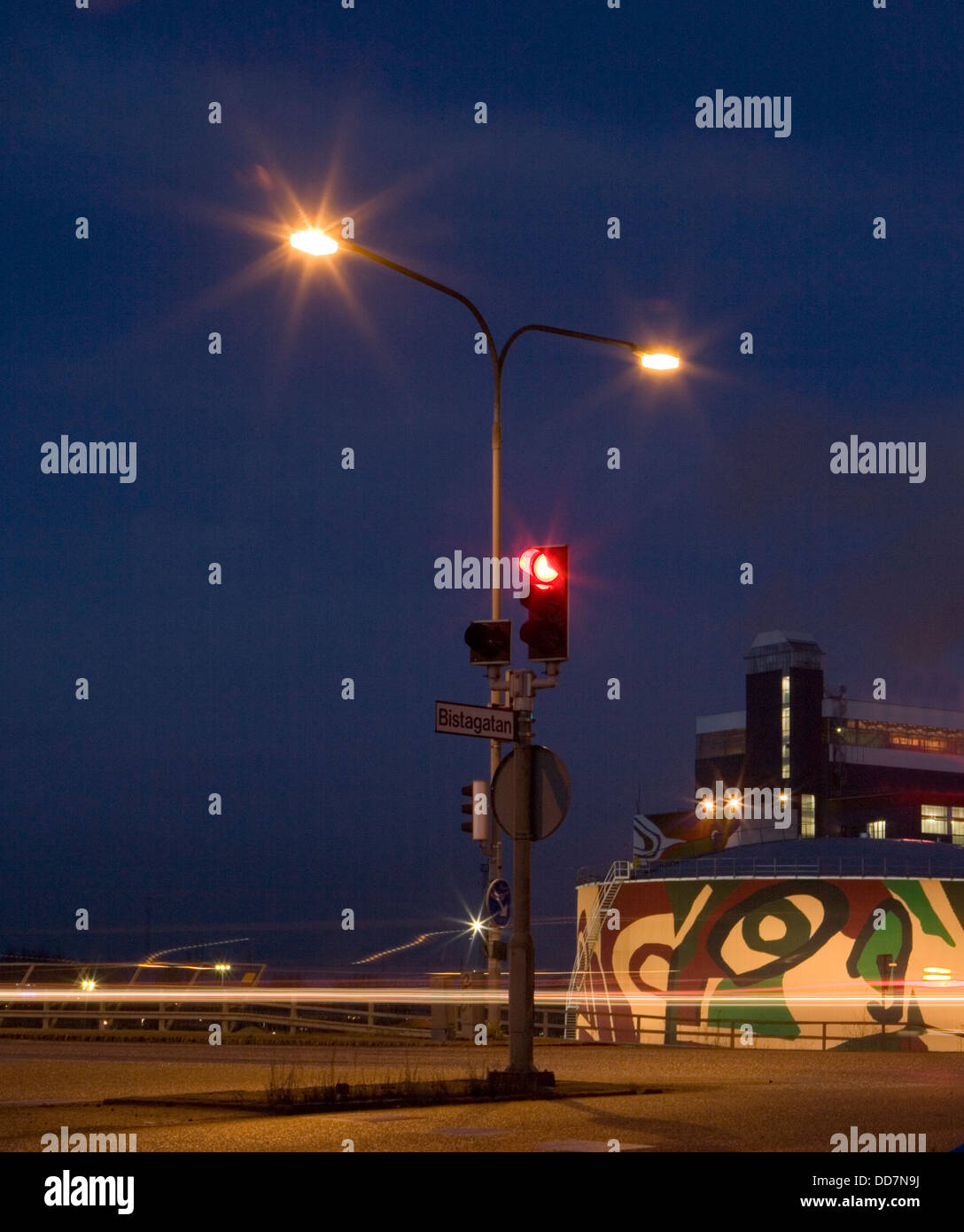 Stoplights at night Stock Photo - Alamy