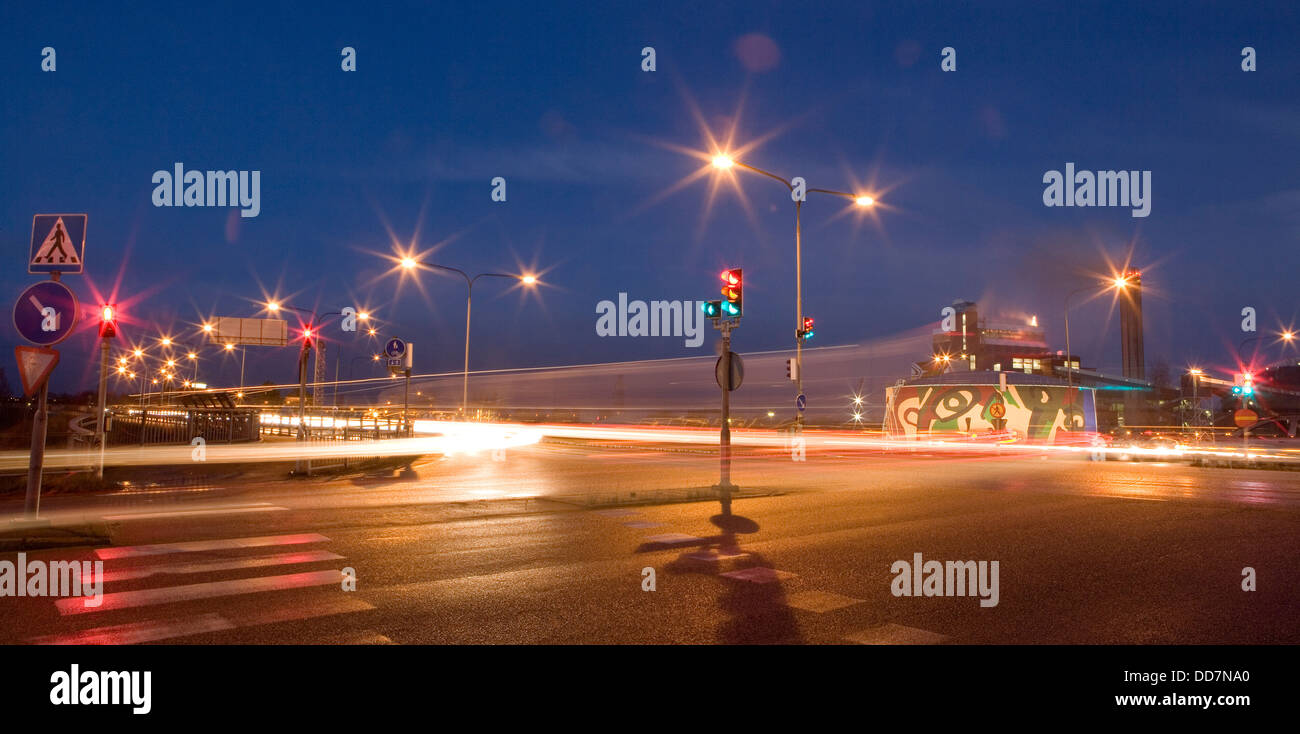 Stoplights at night Stock Photo - Alamy