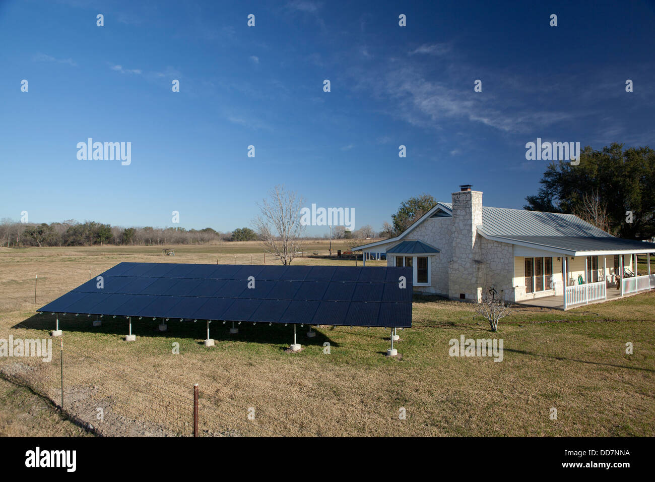 Solar panels outside home in rural landscape Stock Photo - Alamy