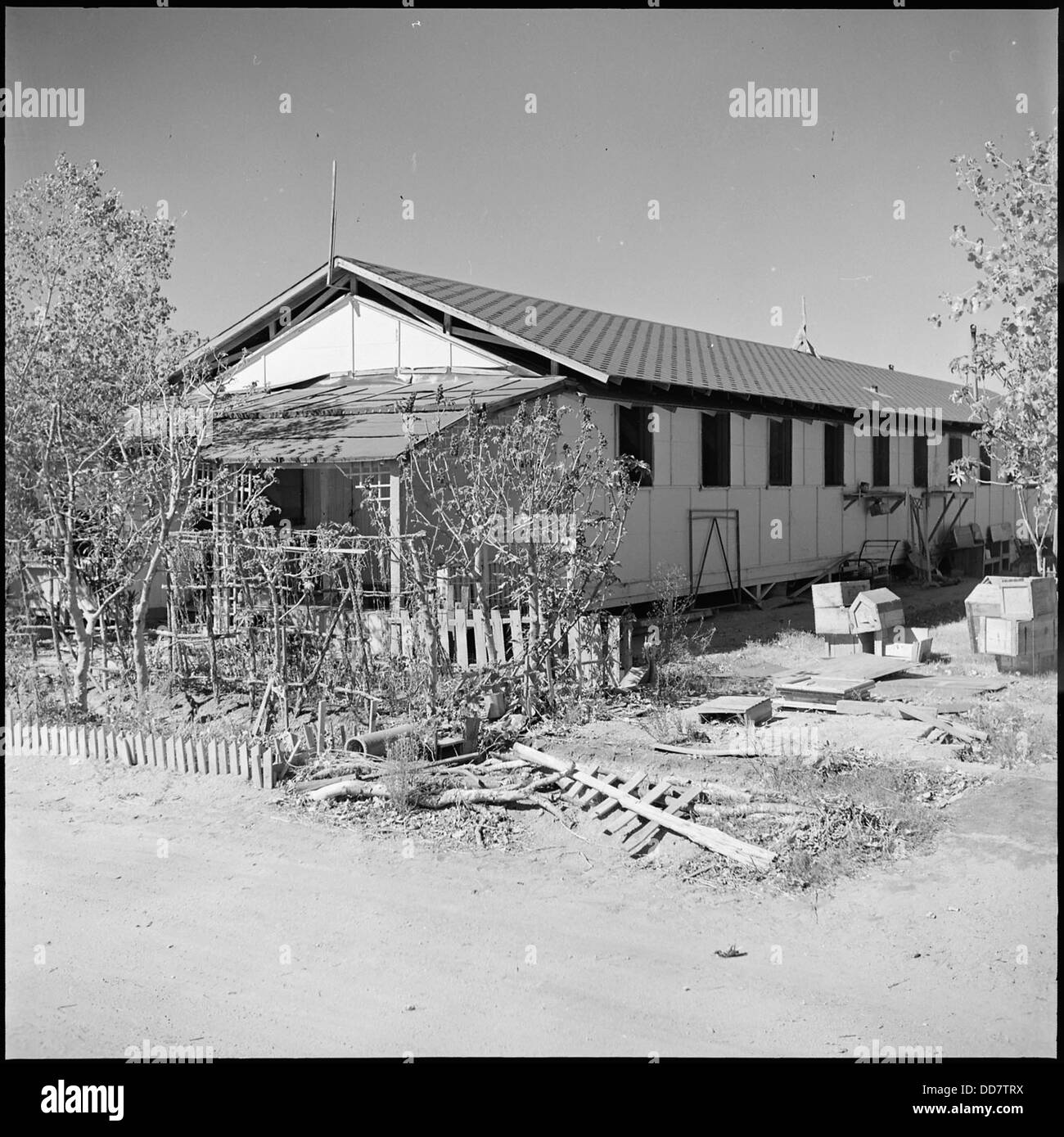 This image shows the vacated barracks at the Gila River Relocation ...
