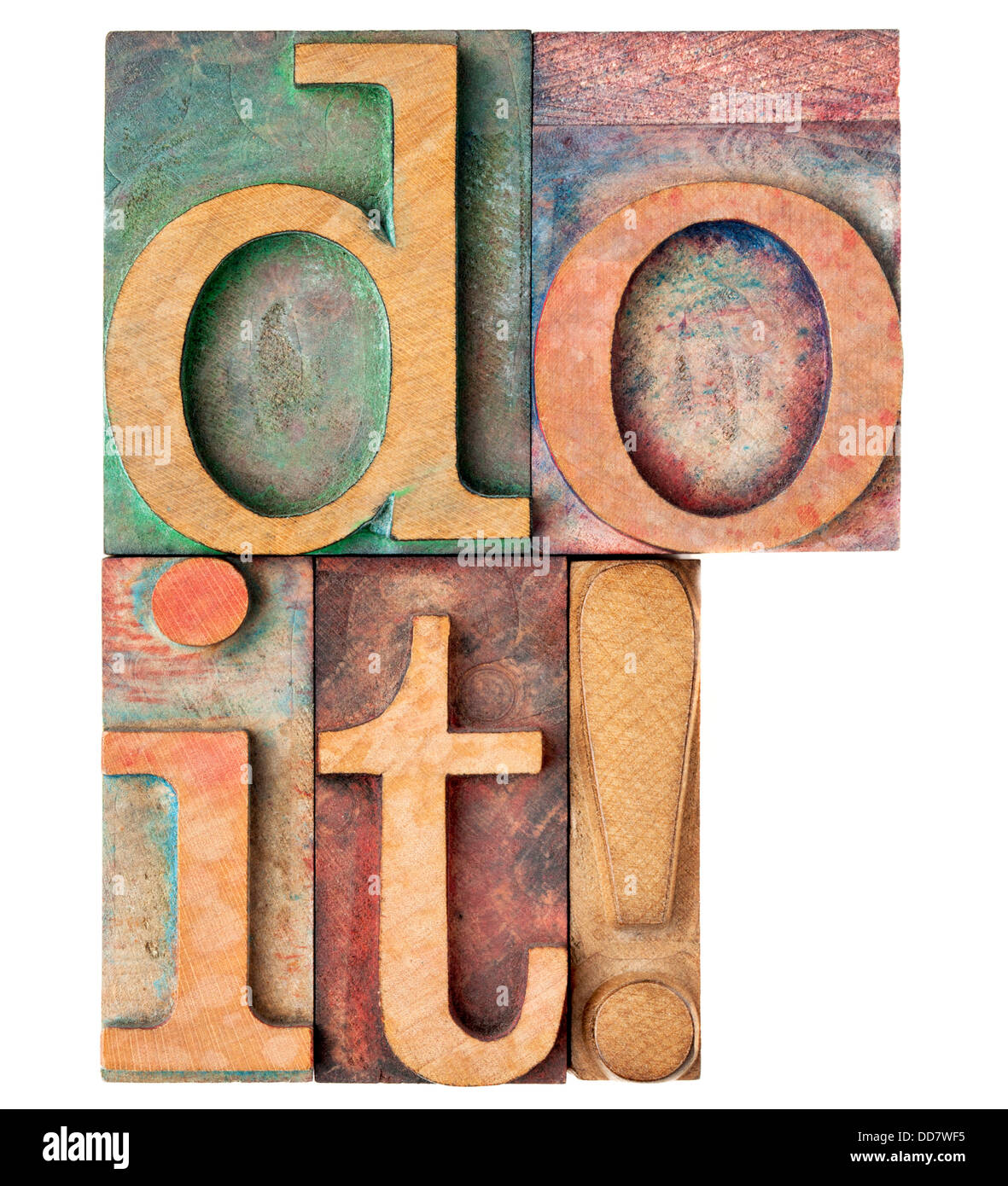 do it exclamation - motivation concept - isolated text in vintage wood ...